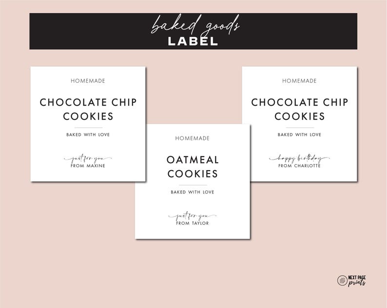 Personalized Cookie Baked Goods Stickers, Custom Homemade Cookie Labels ...