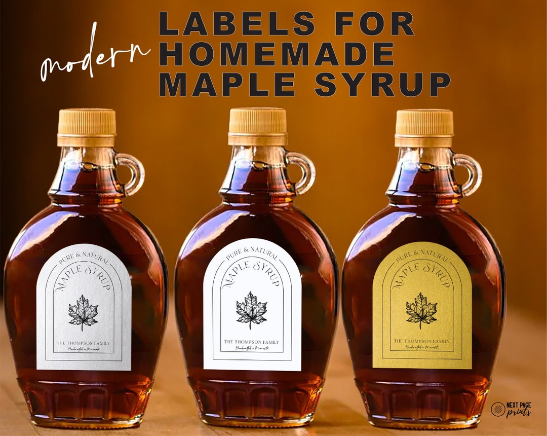 12 Piece Maple Syrup Labels • Customizable • Arch Dome Shape • Modern ...
