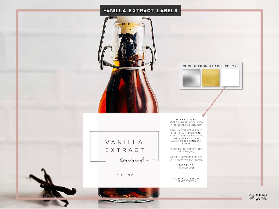 Modern Vanilla Extract Gift Labels • Vanilla Extract Sticker • Large ...
