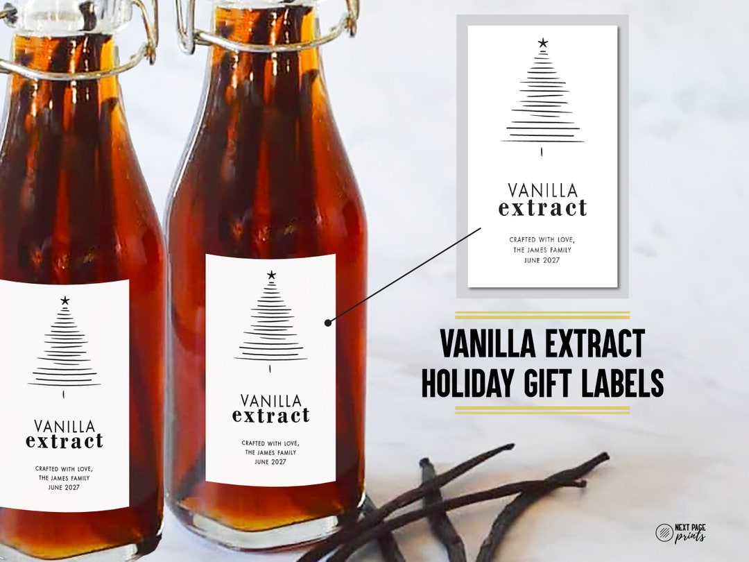 Modern Vanilla Extract Holiday Gift Labels • Rectangle Custom Label ...
