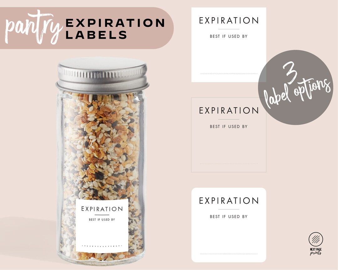 Modern Food Expiration Labels • Best If Used by Pantry Label • 1" X 1 ...