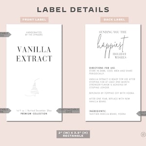 Modern Vanilla Extract Holiday Gift Labels • Rectangle Custom Label ...