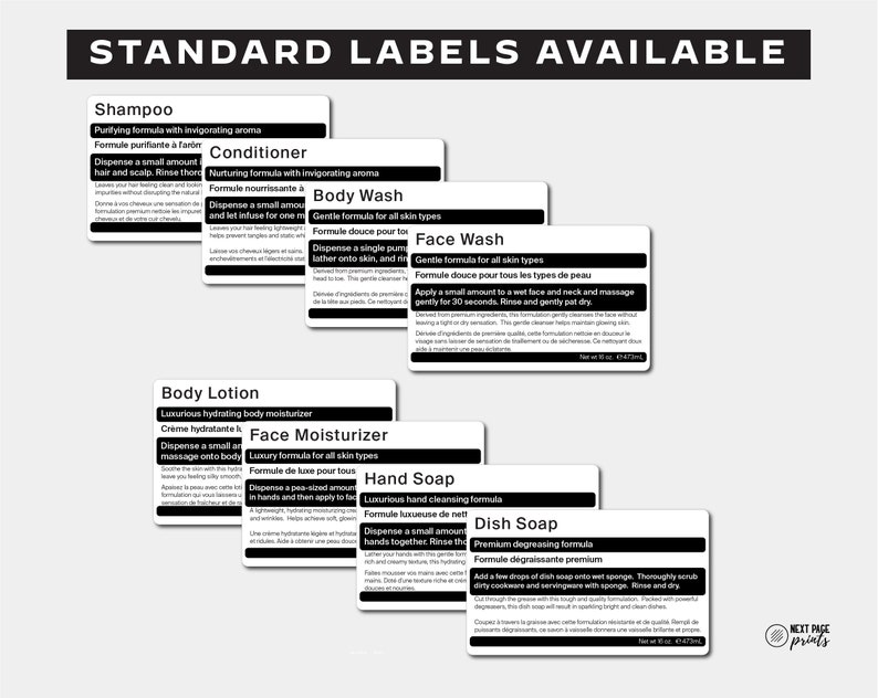 Customizable Soap Bottle Labels - Shampoo, Conditioner, Body Wash, Hand ...