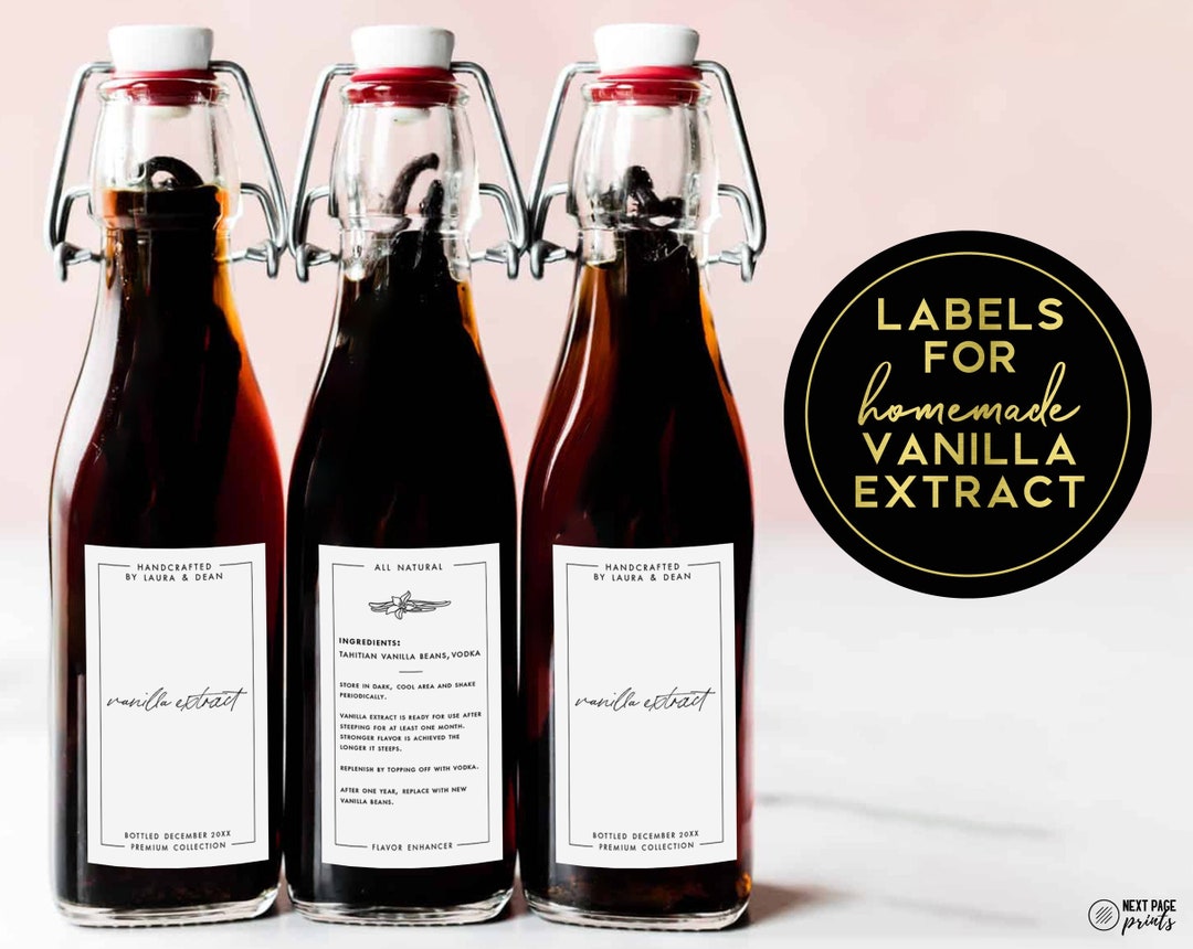 Homemade Modern Vanilla Extract Labels • Rectangle Customizable Canning ...