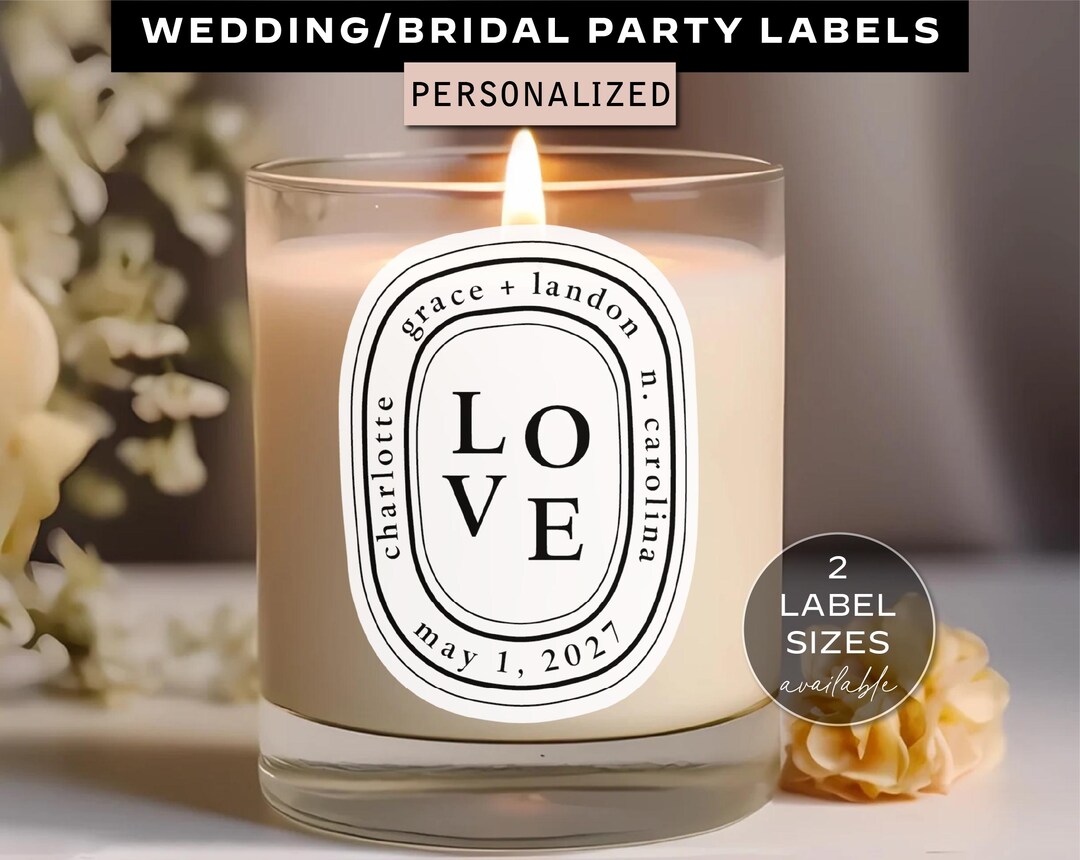 Diptyque Inspired Label Sticker, Personalized Bridesmaid Gift, Maid of ...