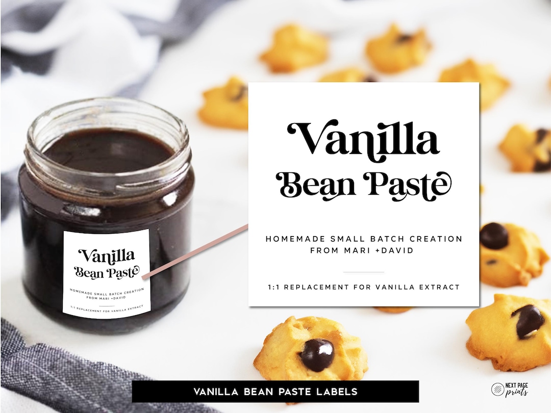 Modern Vanilla Paste Labels 1.8 or 2.8 Square Customizable Vanilla Bean ...