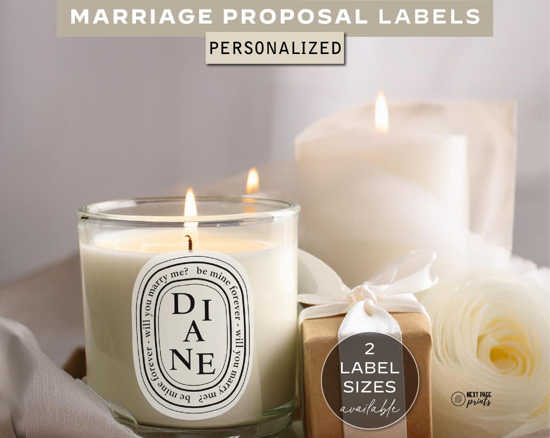 Diptyque Inspired Candle Label Sticker, Personalized Will You Marry Me ...