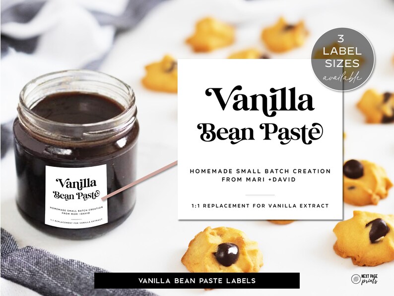 Modern Vanilla Paste Labels • 1.5" 1.8" 2.8" Square • Customizable ...