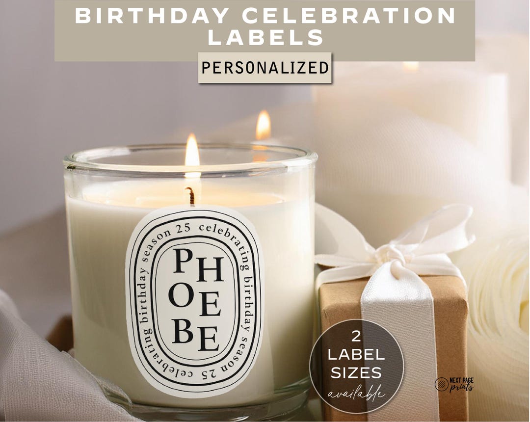 Birthday Diptyque Inspired Label Sticker, Personalized Candle Label ...
