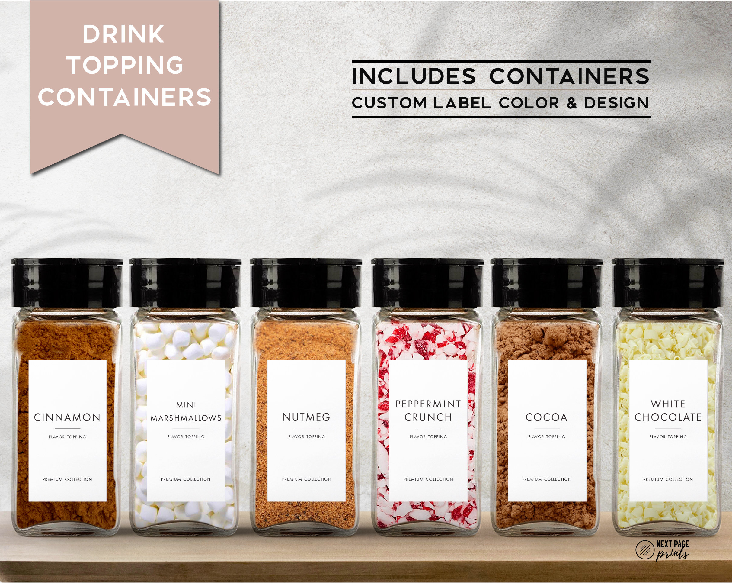 3 Pc Modern Coffee Topping Containers Custom Label Coffee - Etsy