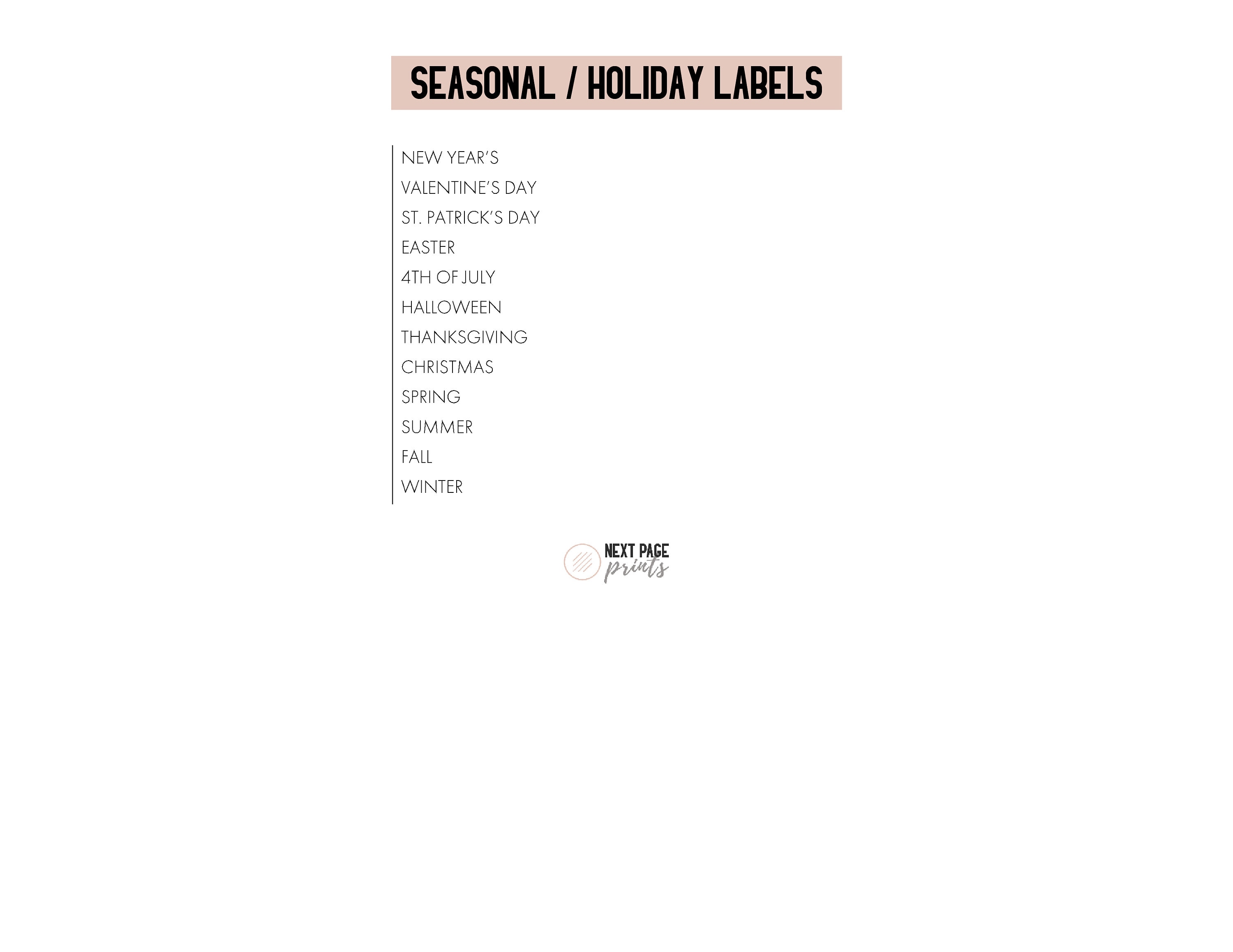 12 Square Modern Storage Seasonal Holiday Organization Labels - Etsy