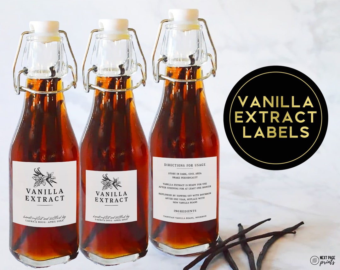 12 Piece Customizable Vanilla Extract Labels • 1.8" or 2.8" Square ...