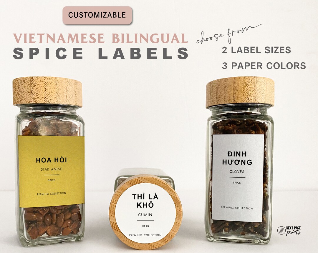 Vietnamese Bilingual Spice Jar Labels • Modern Asian Spice Labels ...