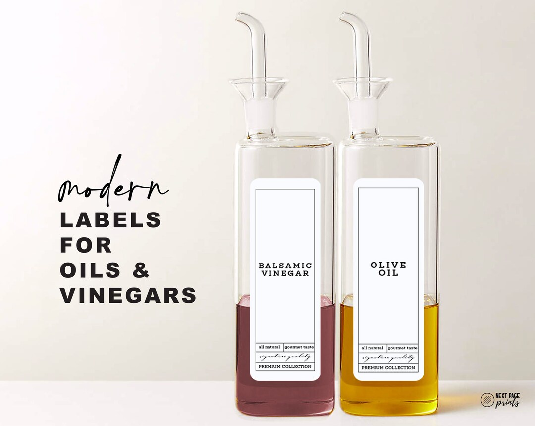 6 Modern Oil Vinegar Sauce Labels • Customizable • Minimalist • 1.4" X ...