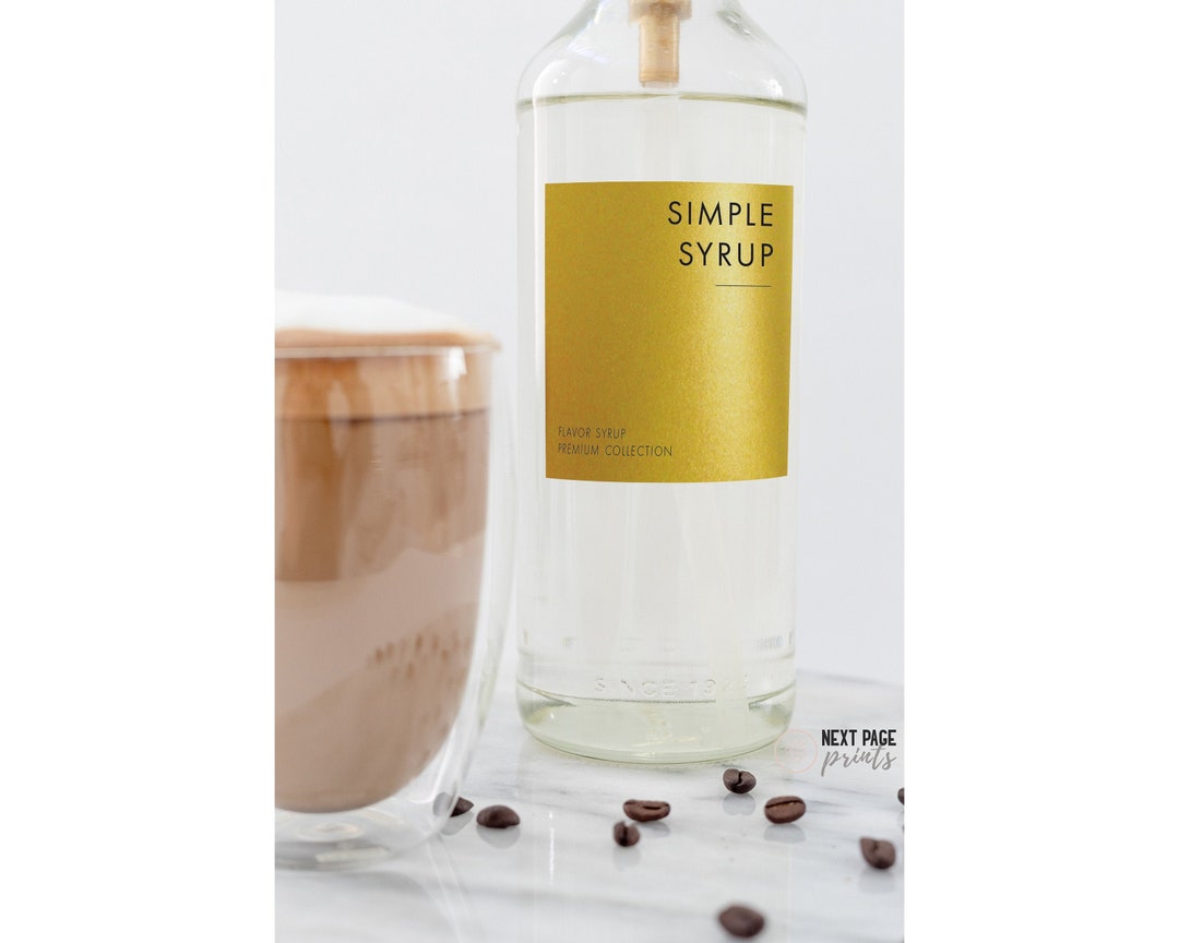 Modern Coffee Syrup Labels Set of 6 • Square Rectangle White Gold Label ...