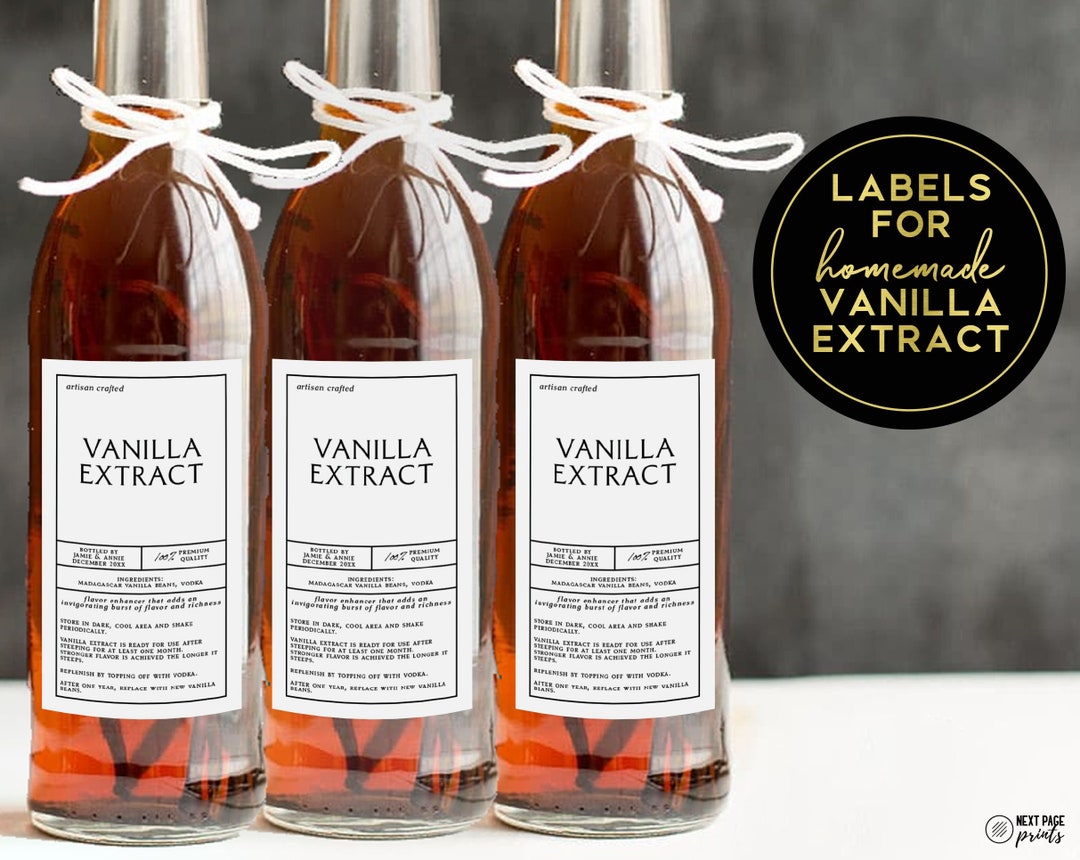 Modern Vanilla Extract Labels • Customizable Rectangle Modern Sticker ...