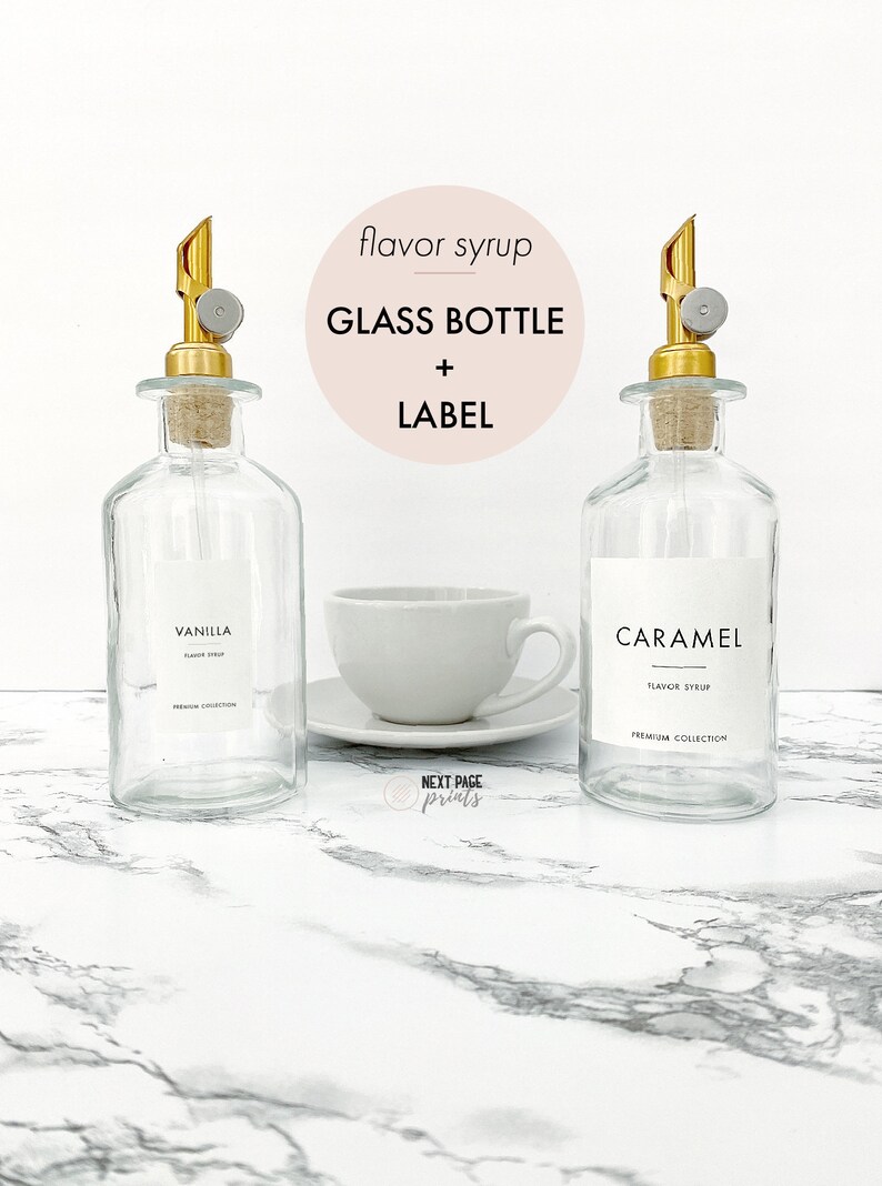 Coffee Flavor Syrup Dispenser Customizable Label Gold | Etsy