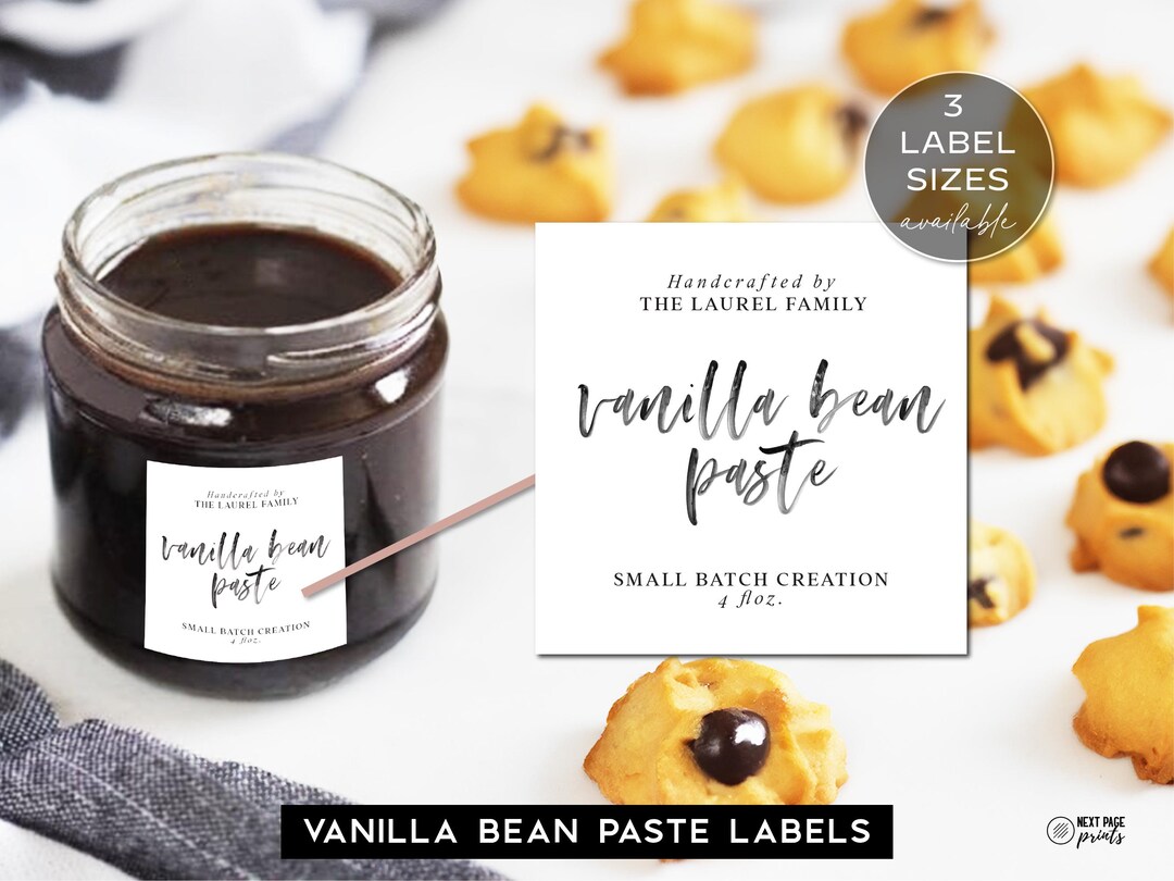 Modern Vanilla Paste Labels • 1.5" 1.8" 2.8" Square • Custom Vanilla ...