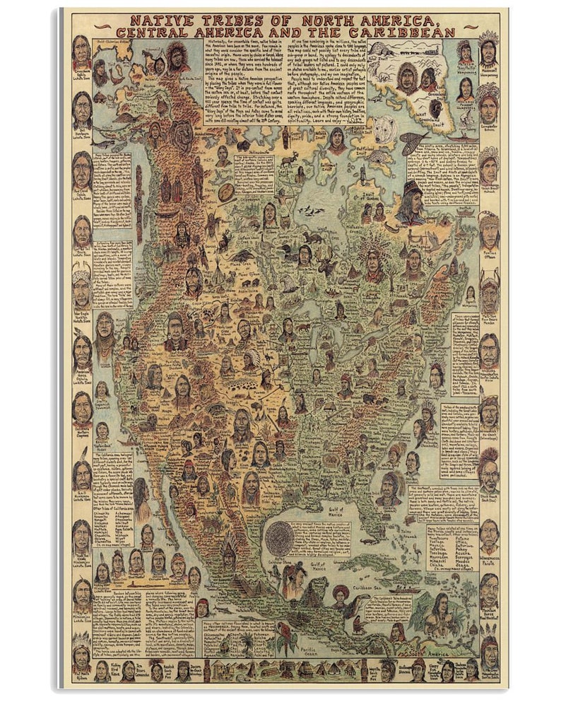 Native American Maps Poster Map of Native American Tribes - Etsy Canada