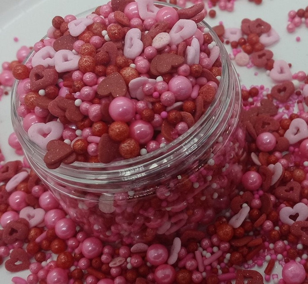 Cupid Valentine's Sprinkle Mix Red Pink Mini Quin Hearts, Jimmies ...