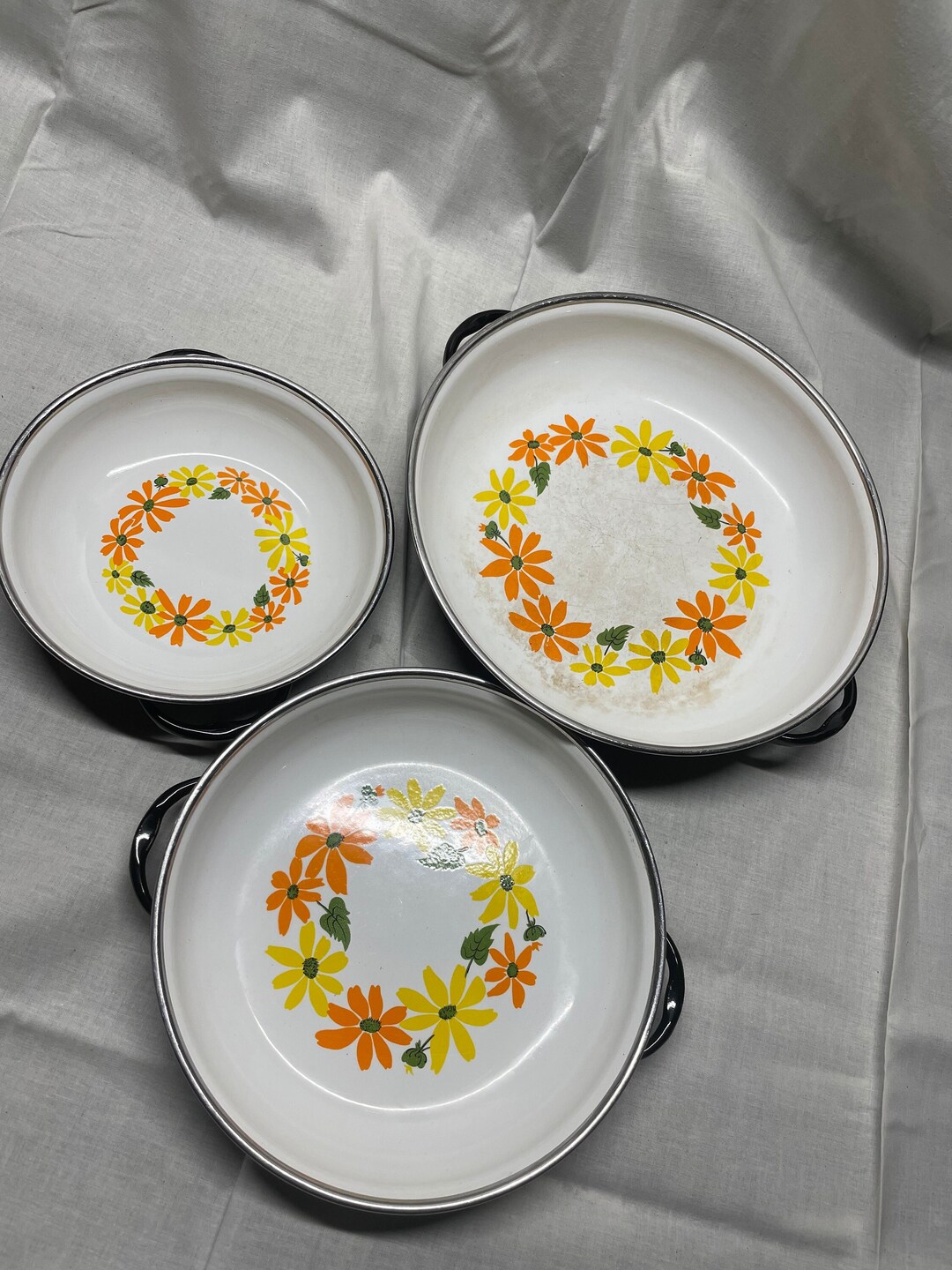 Ekco Country Garden Vintage 3 Piece Porcelain Clad Cookware - Etsy