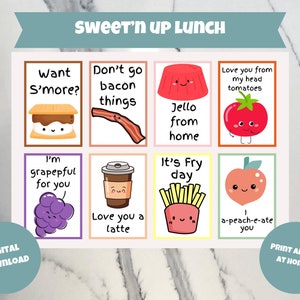 Lunch Box Notes for School Lunch, Printable Kids Food Pun Affirmations ...