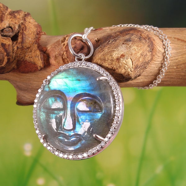 Moon Face Pendant - Etsy