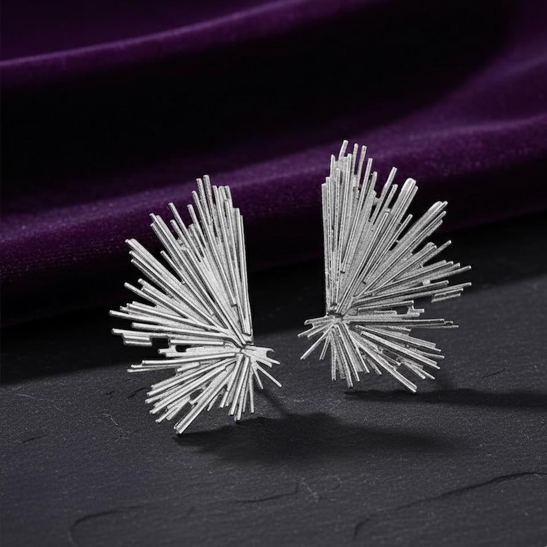 Half Starburst Design Minimalist Everyday Jewelry Sterling Silver ...