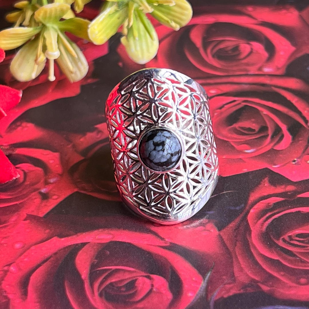 Flower of Life Ring, Sterling Silver, Seed of Life Ring, Sacred ...