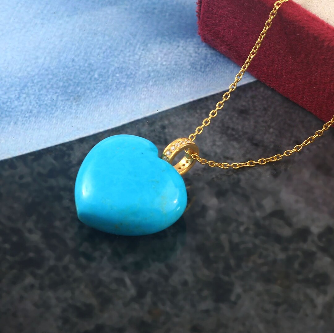 Fantastic Collection for Heart Shape Turquoise Gold Plated Pendant for ...