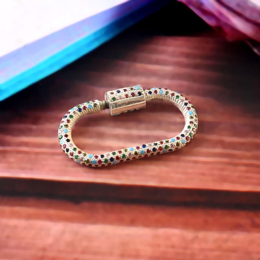 Sterling Silver Carabiner Lock: Multi CZ Crystal Screw Connector - Etsy