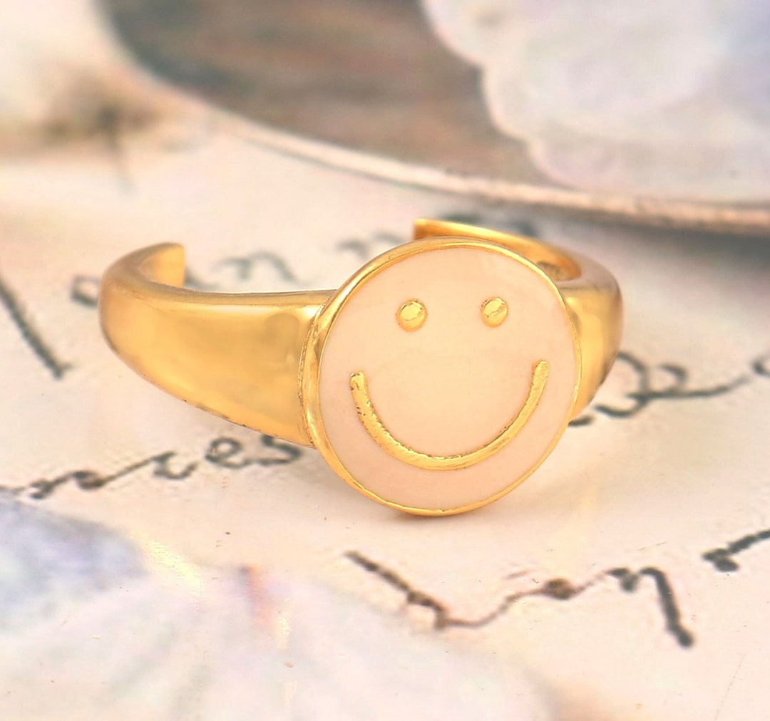 Handmade Sterling Silver Happy Face Ring - Adjustable Smile Jewelry - Etsy