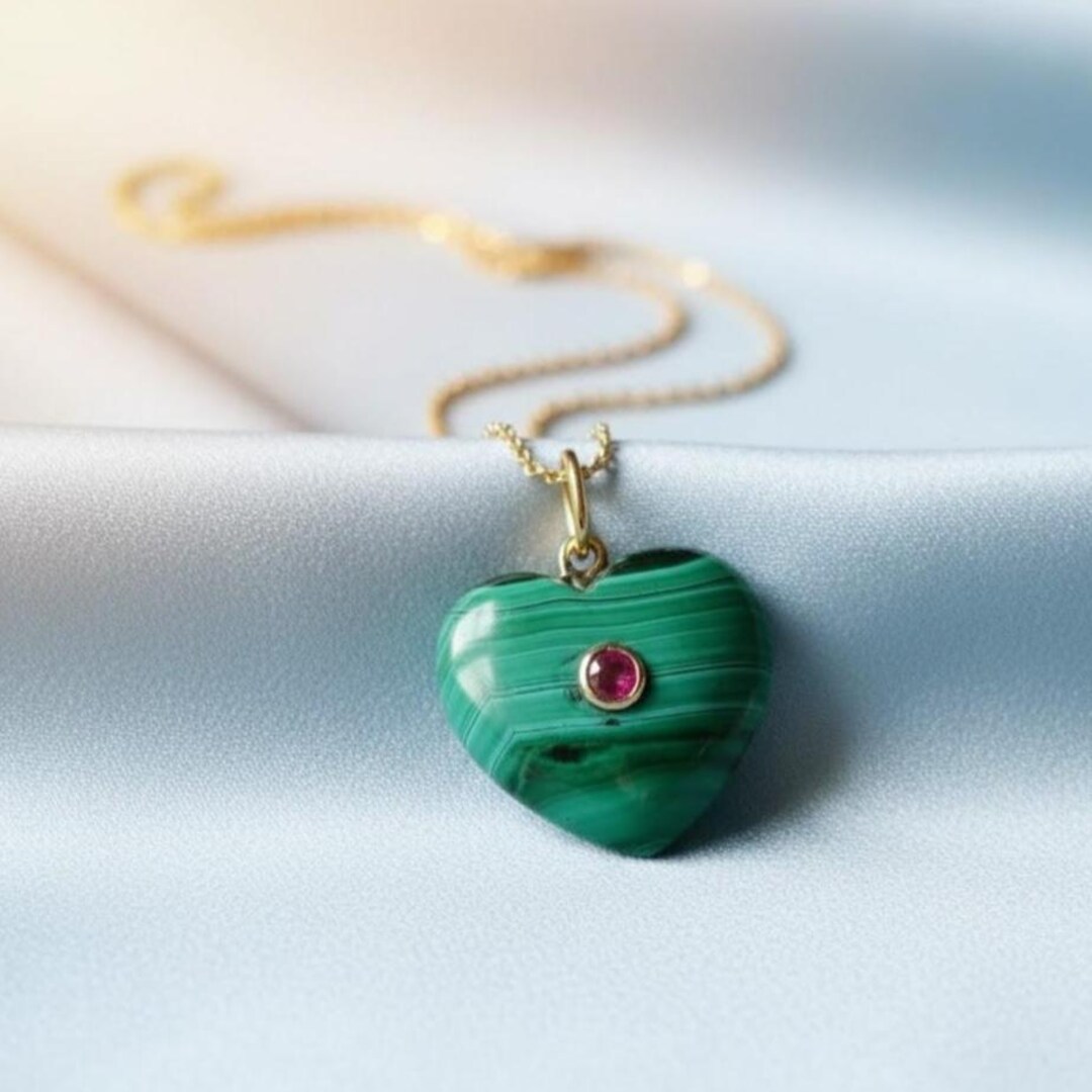 Buy Genuine Malachite Ruby Pendant Gold Plated Healing Crystal Jewelry ...