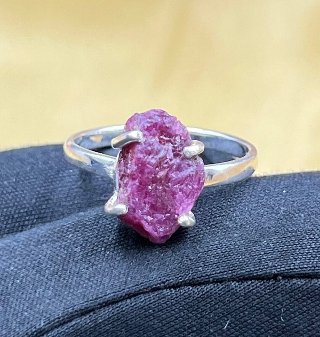 Raw Ruby Handmade Silver Ring 925 Sterling Silver Raw Ruby - Etsy