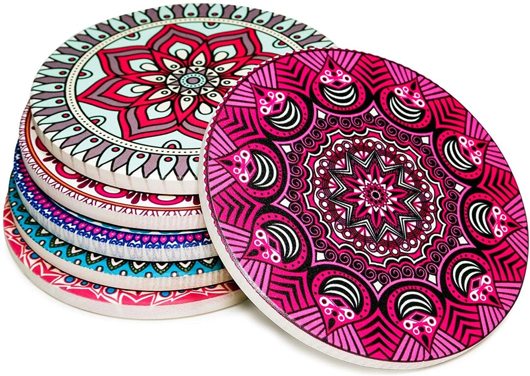 Premium Coaster Set of 6 Ceramic Coaster cork Bottom - Etsy