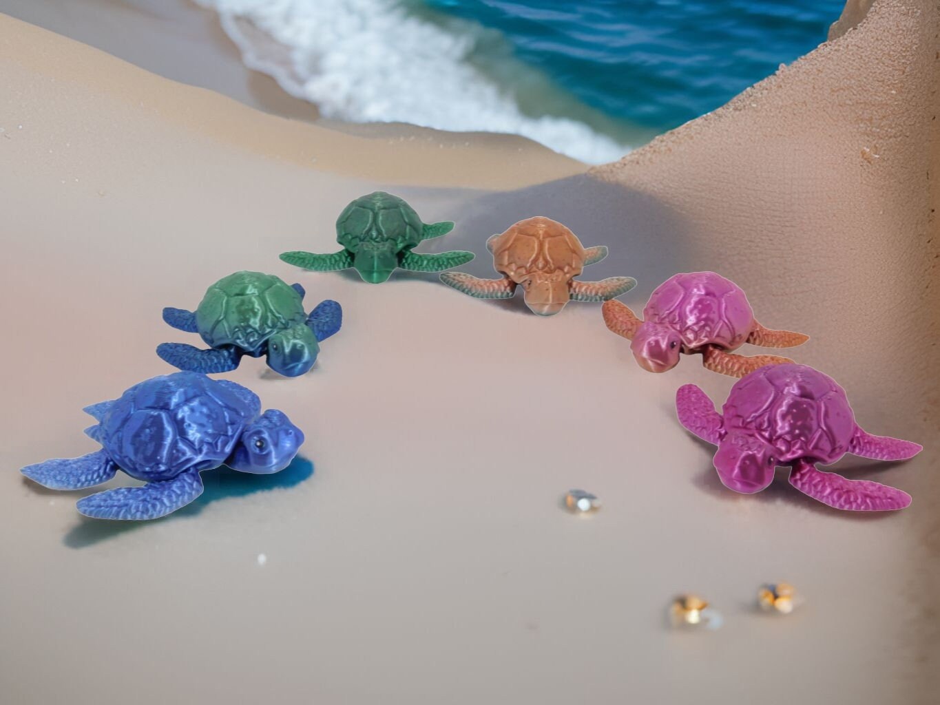 3D Articulated Sea Turtles - Etsy