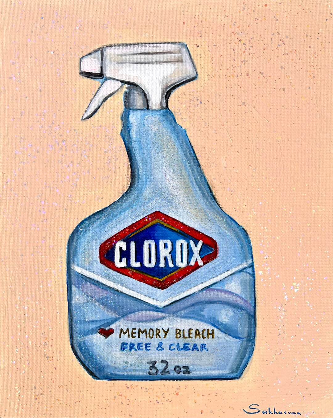 Memory Bleach. Original Acrylic and Glitter Painting on Canvas Panel ...