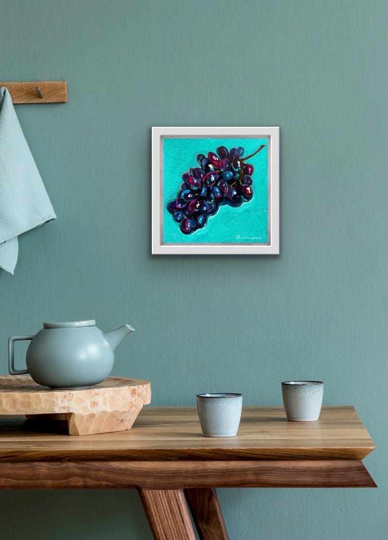 Original Grapes Acrylic Still Life Painting on Wood (8x8) - Etsy