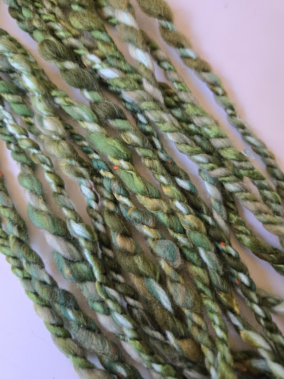 FOREST GREEN 5yrds, Handspun Art Yarn, Weaving and Fiber Arts, Scrap ...