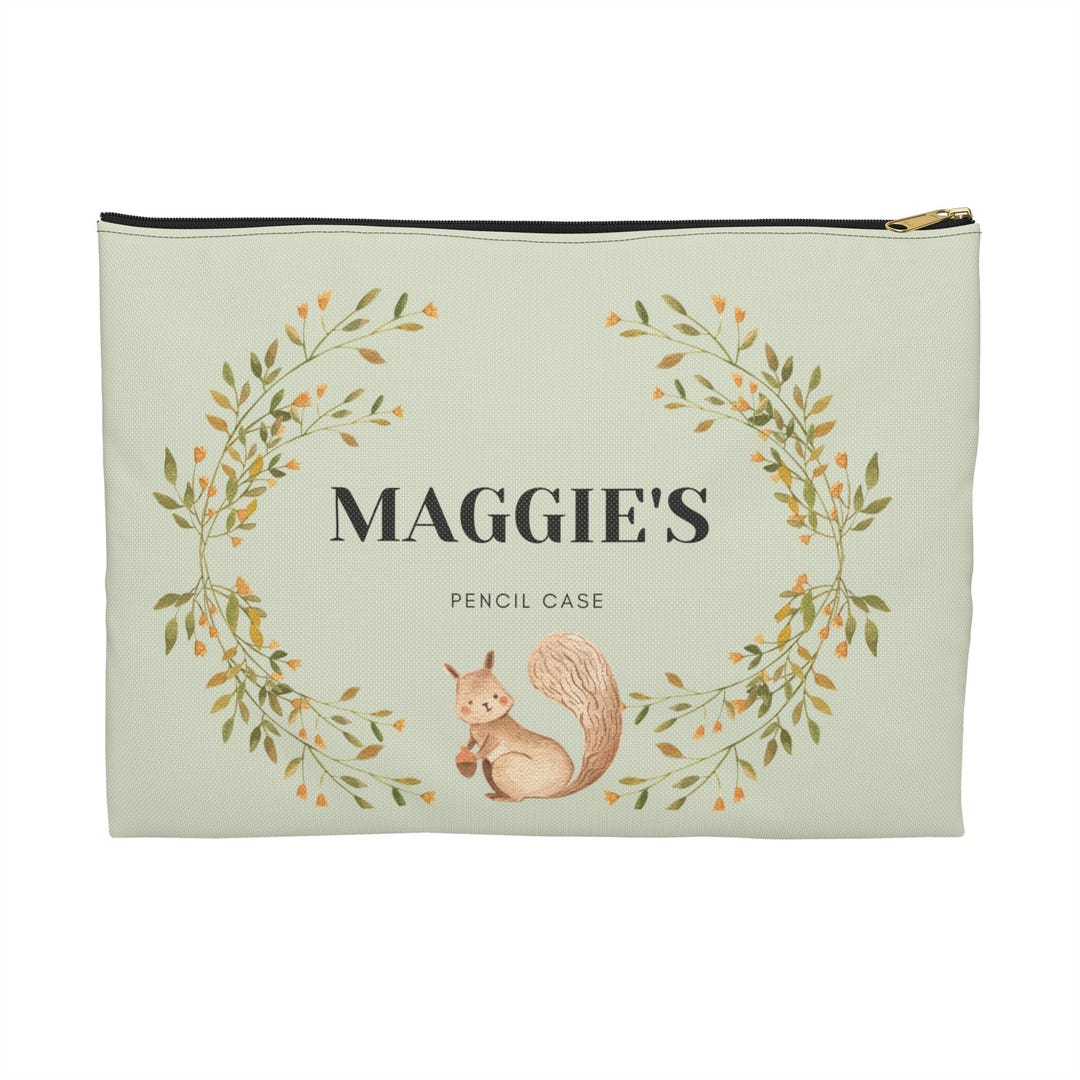 Squirrel Pencil Case, Personalized Pencil Case, Green Pencil Case ...