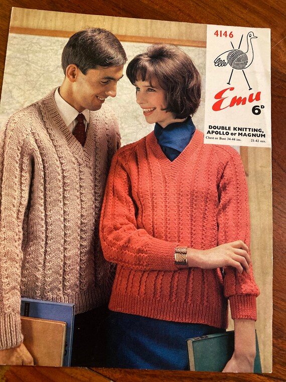 1960s His and Hers Emu Knitting Pattern | Etsy