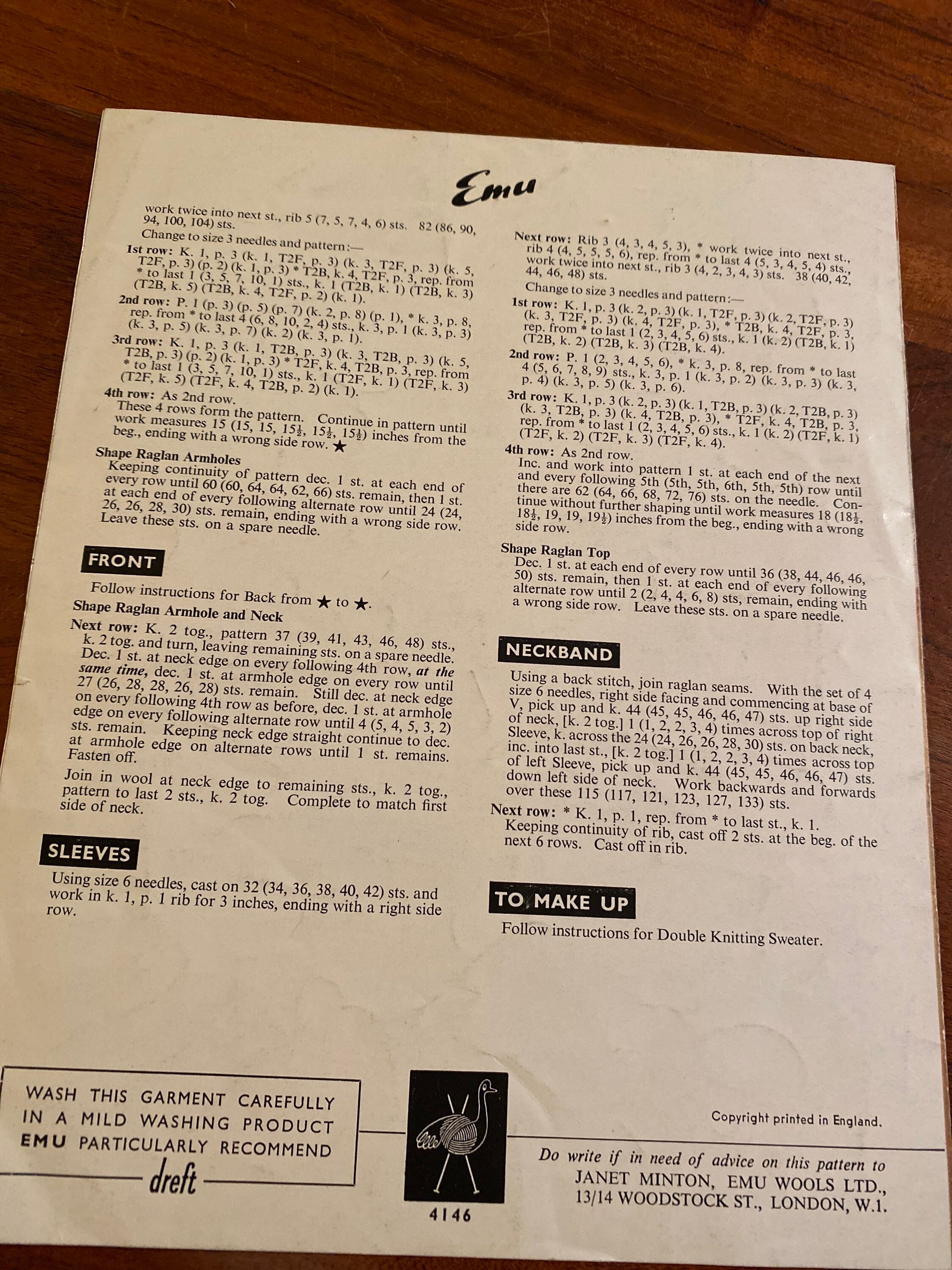 1960s His and Hers Emu Knitting Pattern - Etsy