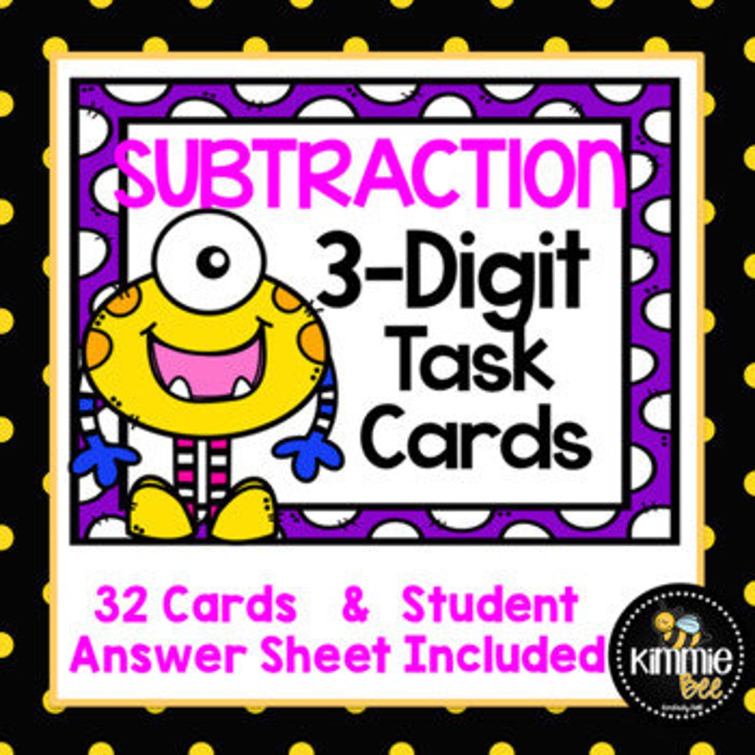 3-digit Subtraction With Regrouping Task Cards - Etsy
