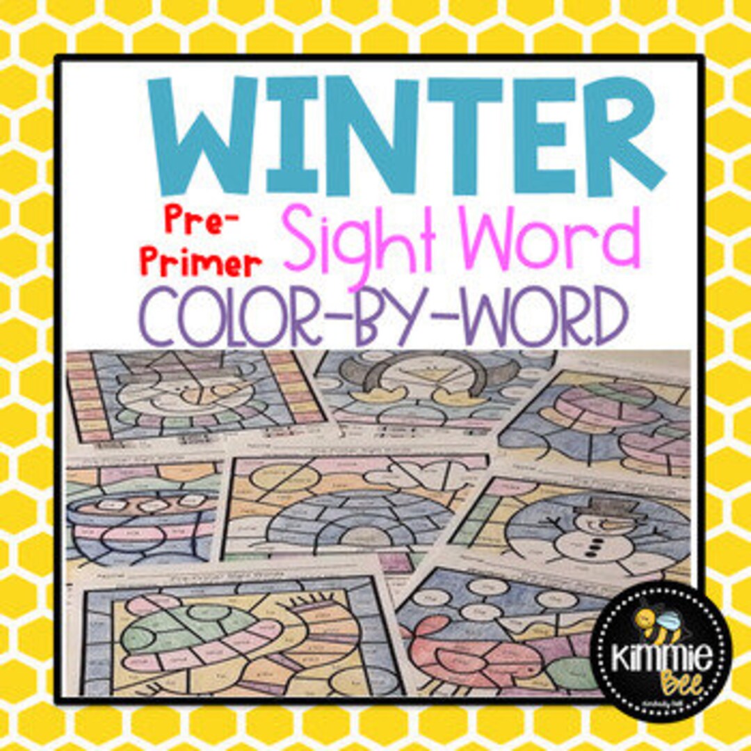 Winter Pre-primer Sight Word Color-by-word Worksheets - Etsy