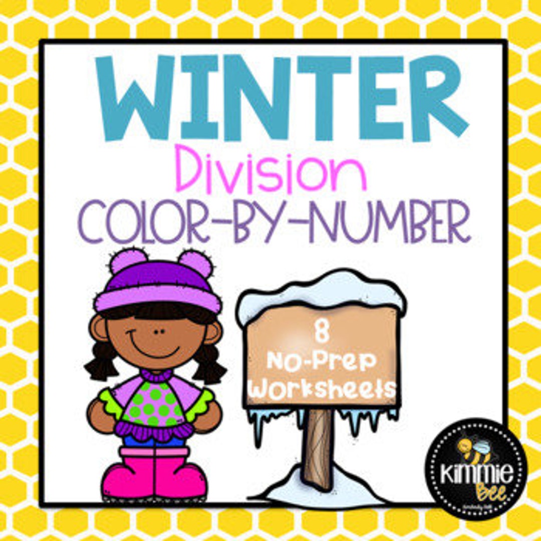 Winter Division Color-by-number Worksheets - Etsy