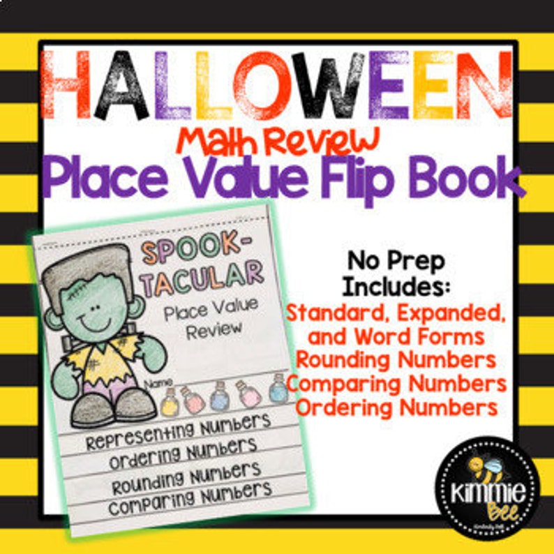 October Halloween Place Value Review Flipbook - Etsy