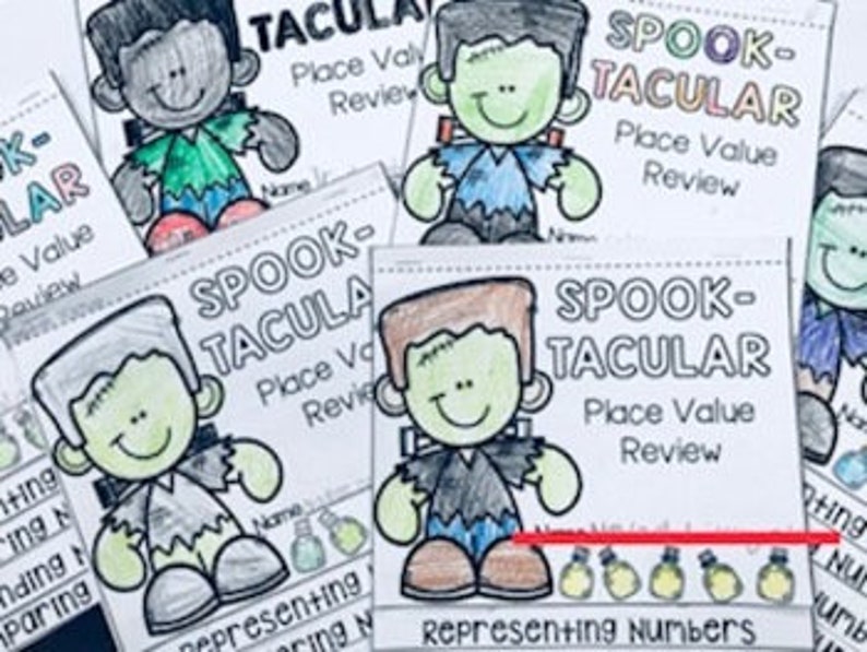 October Halloween Place Value Review Flipbook - Etsy