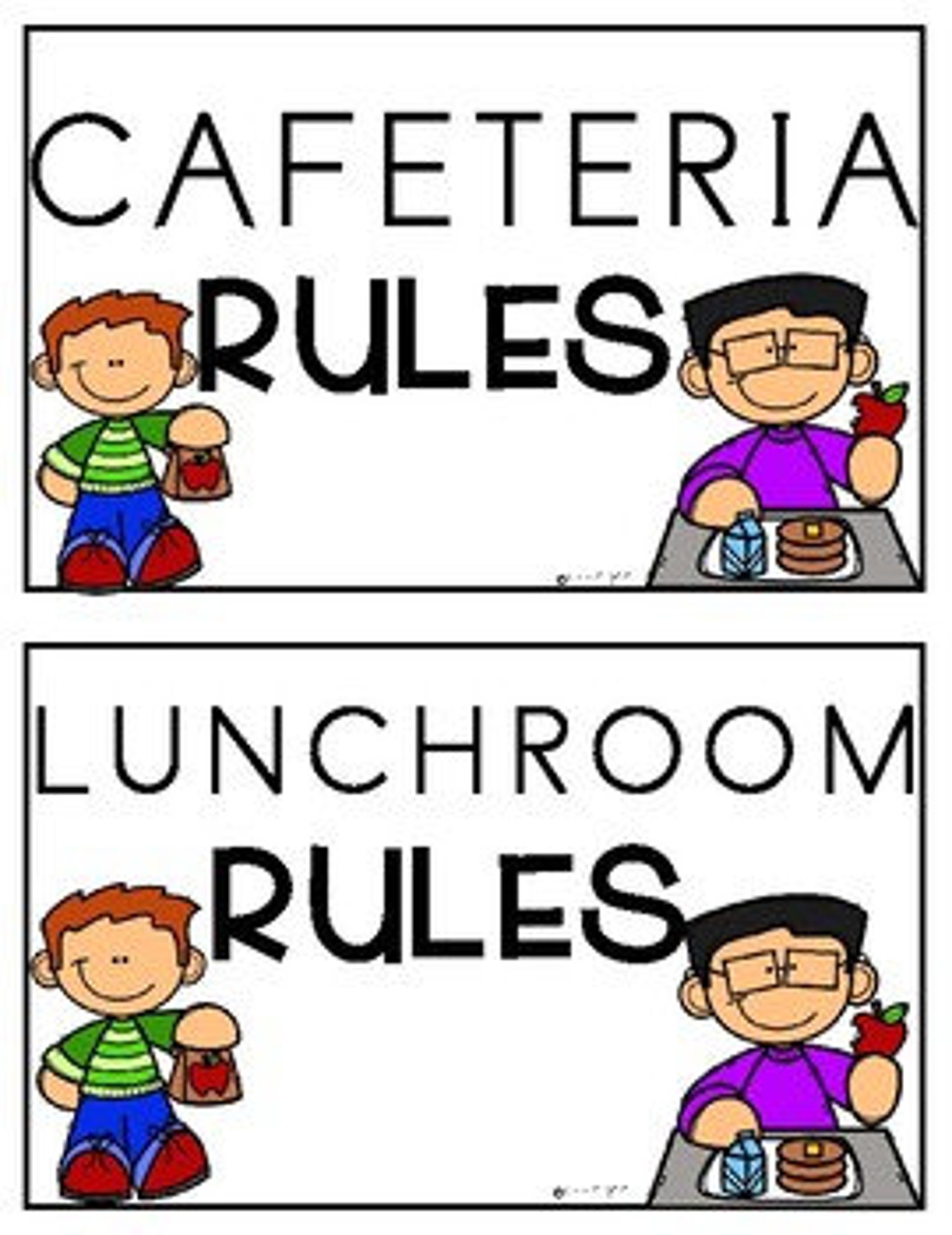 School Lunchroom/cafeteria Rules Posters - Etsy