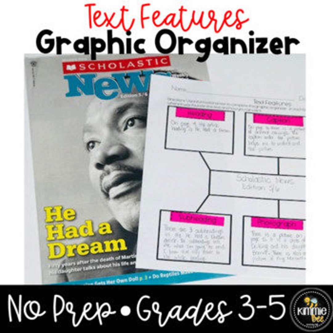 Text Features Non-fiction Graphic Organizer Worksheet - Etsy