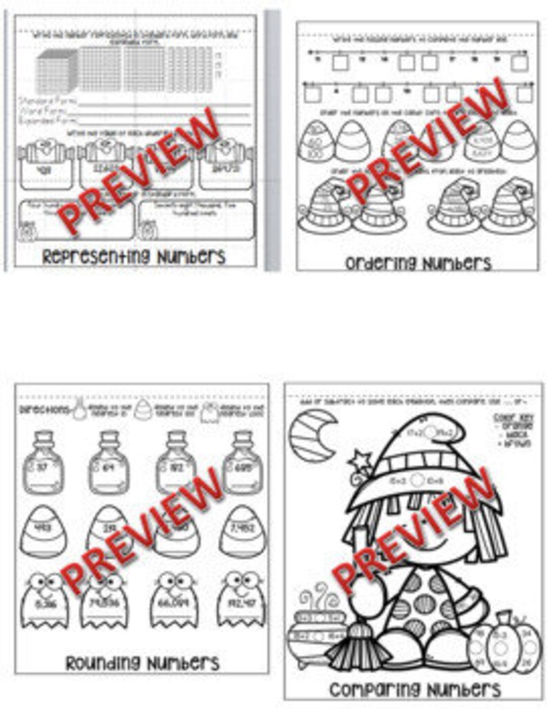 October Halloween Place Value Review Flipbook - Etsy